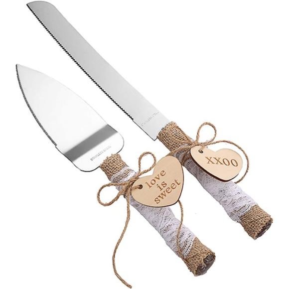 Kitchen | Rustic Style Stainless Steel Wedding Cake Knife And Serving ...